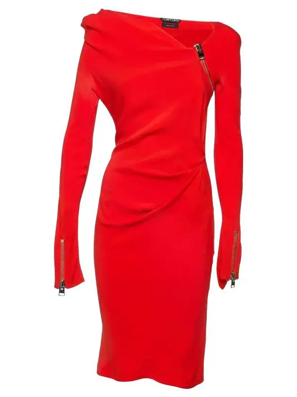 TOM FORD Draped Zip-detail Short Dress - Red