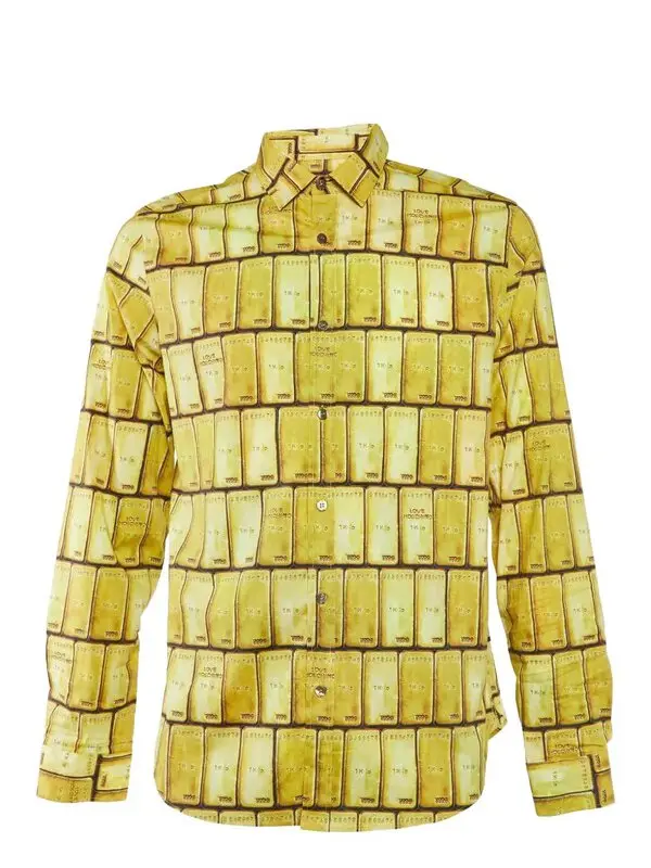Moschino Gold Bar Print Shirt - Yellow