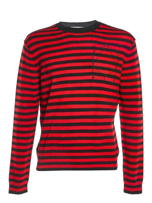 Alexander McQueen Striped Wool Knitted Sweater - Red