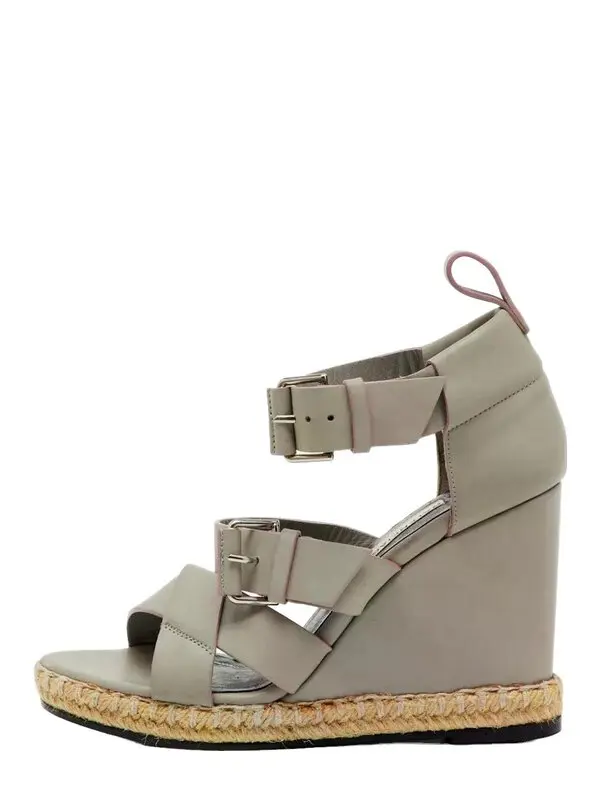 Balenciaga Ankle-strap Espadrille Wedge Sandals - Grey
