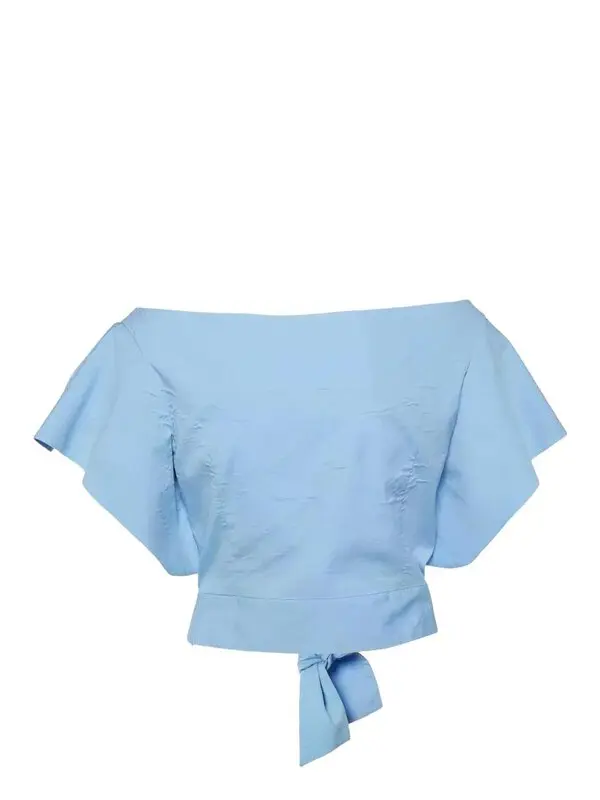 MILLY Off-shoulder Tie-waist Top - Blue