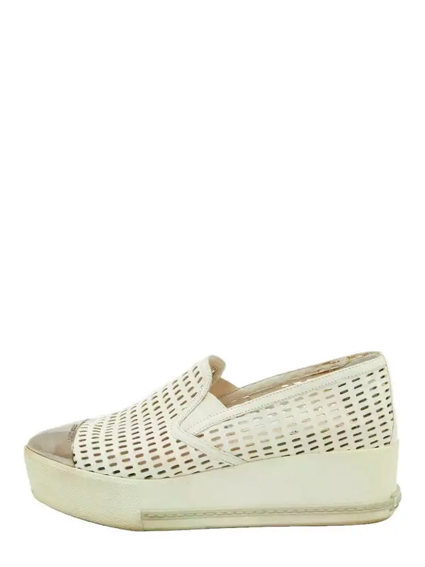 Miu Miu Perforated Cap-toe Sneakers - Neutrals