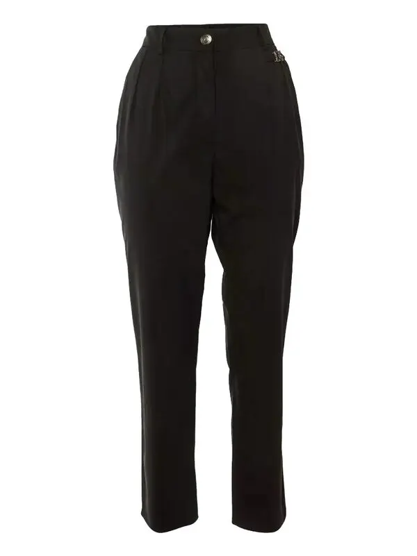 Dolce & Gabbana Tailored Trousers With Logo Plaque - Black
