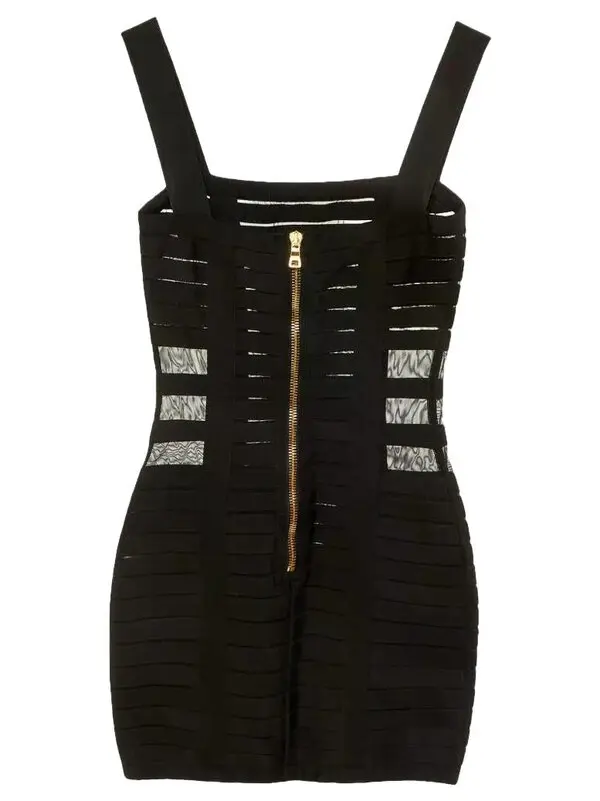 Balmain Mesh Insert Bandage Mini Dress - Black