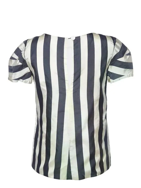 Emporio Armani Striped Silk Short-sleeve T-shirt - Neutrals