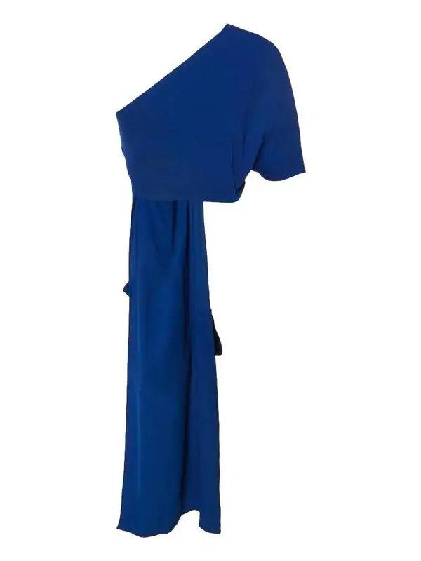 Solace London Chrysa One-shoulder Cropped Blouse - Blue
