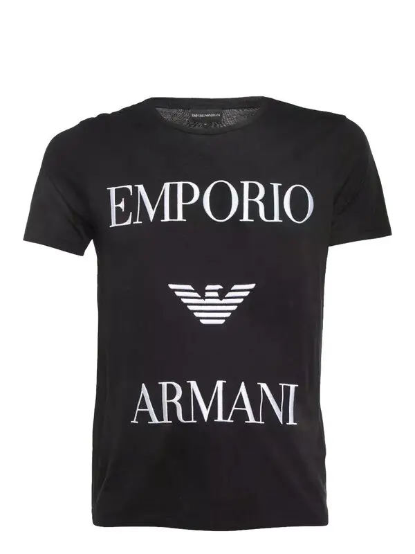 Emporio Armani 2018 Logo-embroidered T-shirt - Black