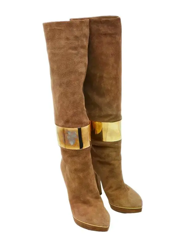 SERGIO ROSSI Metal Cuff Platform Boots - Neutrals