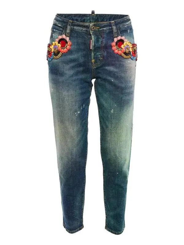 Dsquared2 Bead-embellished Straight-leg Jeans - Blue