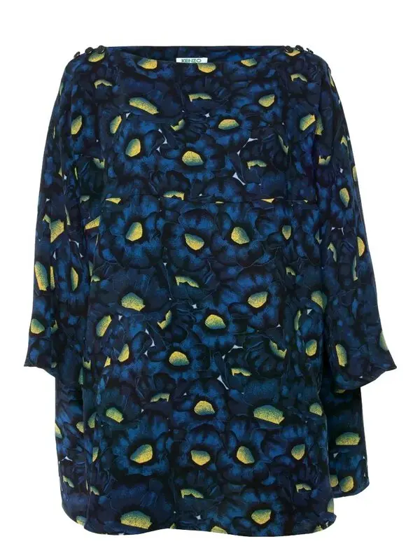 Kenzo Floral Print Oversized Blouse - Blue