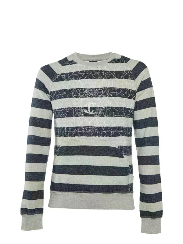 Just Cavalli Striped Logo-embroidered Sweatshirt - Grey
