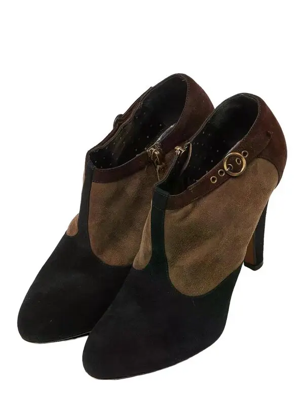 Moschino Suede Ankle Pumps With Buckle Detail - Brown