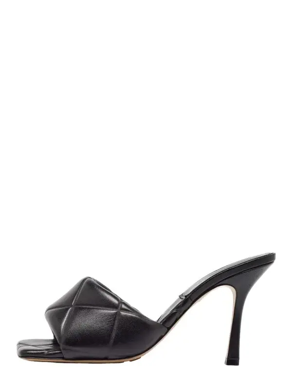 Bottega Veneta Lido Quilted Leather Heeled Sandals - Black