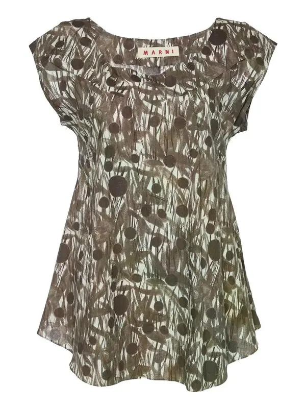 Marni Sleeveless Abstract Print Top - Brown