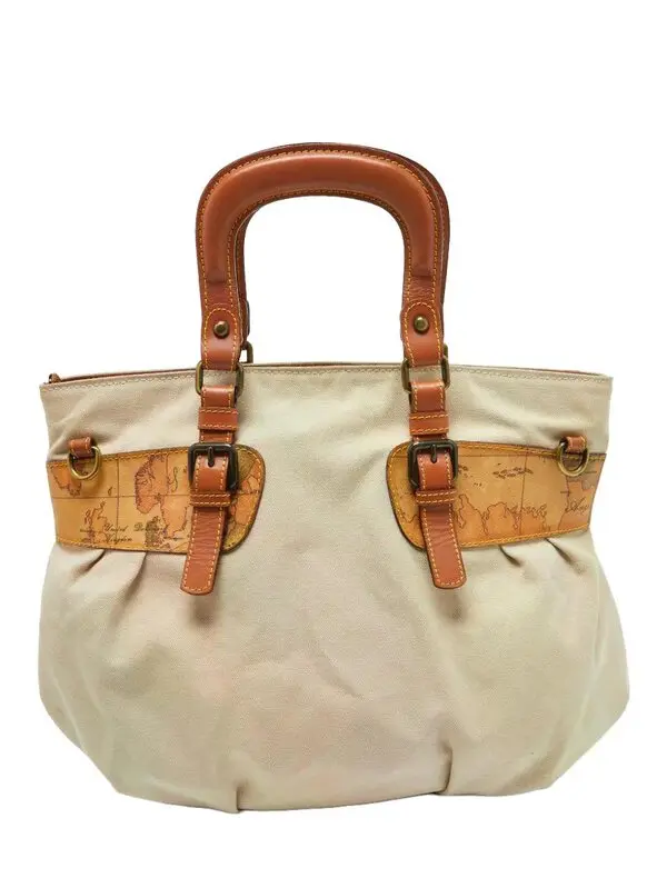 ALVIERO MARTINI 1° CLASSE Geo-print Canvas Satchel Bag - Neutrals