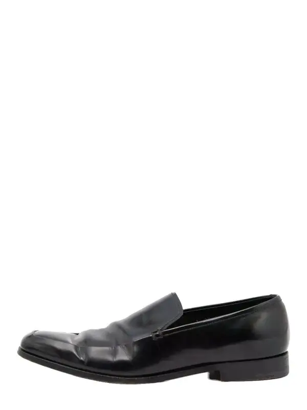 Prada Leather Square Toe Slip-on Loafers - Black