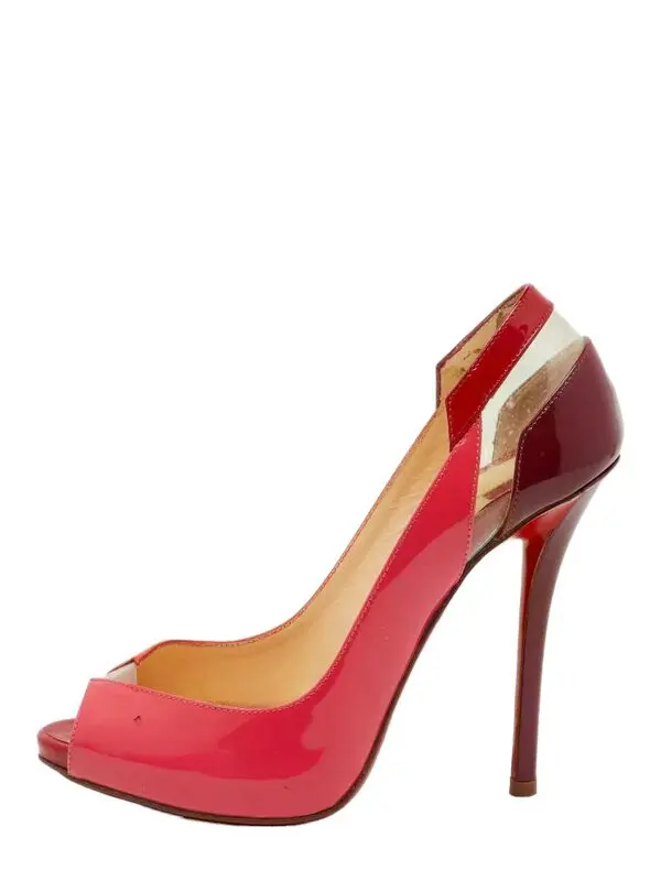 CHRISTIAN LOUBOUTIN Patent Leather Peep-toe Pumps - Red