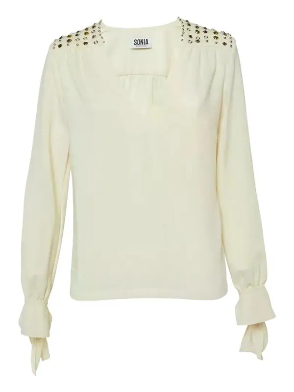Sonia Rykiel Paris Embellished V-neck Top - Neutrals
