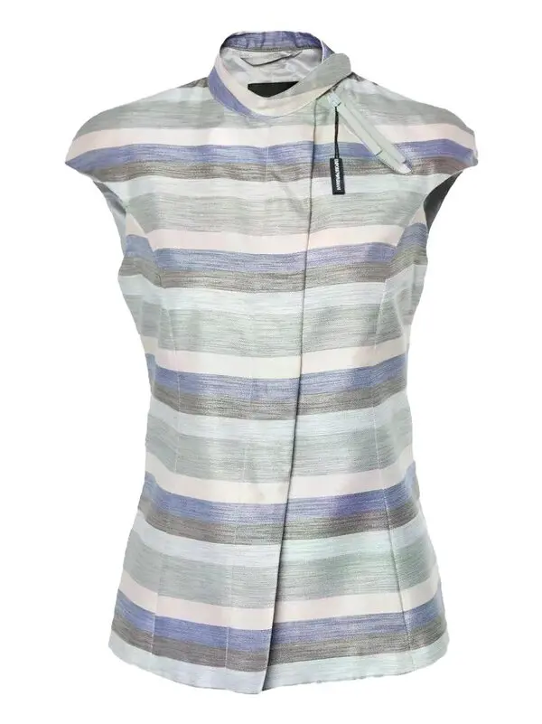Emporio Armani Striped Sleeveless Vest - Blue