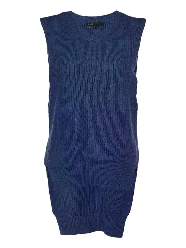 Maje Sleeveless High-low Knit Sweater - Blue