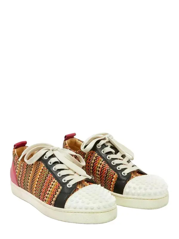CHRISTIAN LOUBOUTIN Louis Orlato Woven Leather Sneakers - Orange