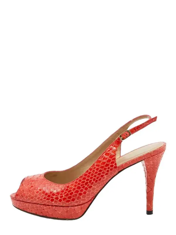STUART WEITZMAN Embossed Leather Slingback Pumps - Red