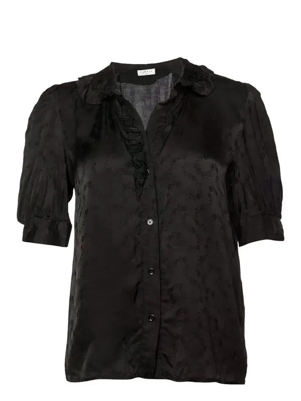 Sandro Ruffled Floral-patterned Shirt - Black