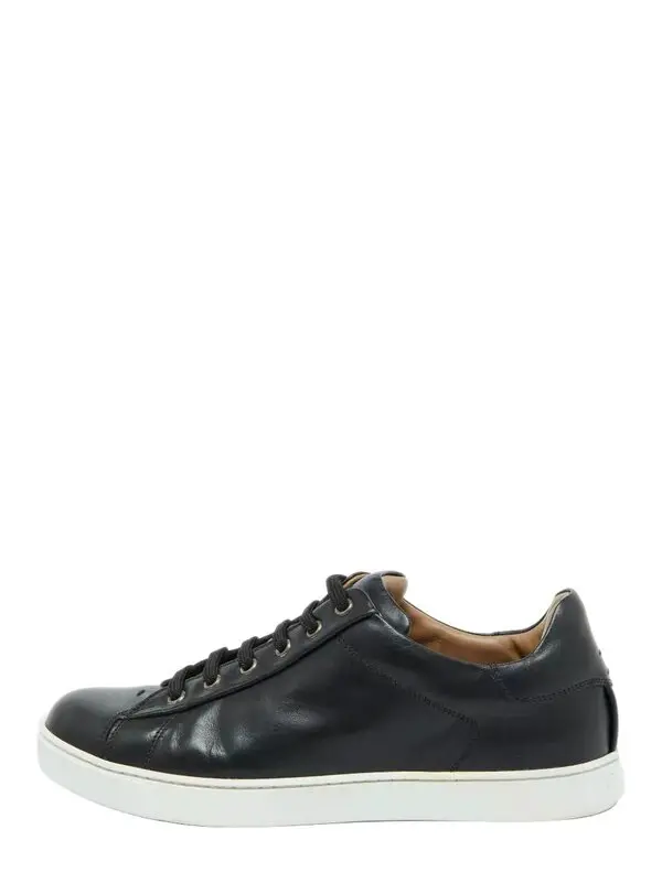 GIANVITO ROSSI Leather Lace-up Low-top Sneakers - Black