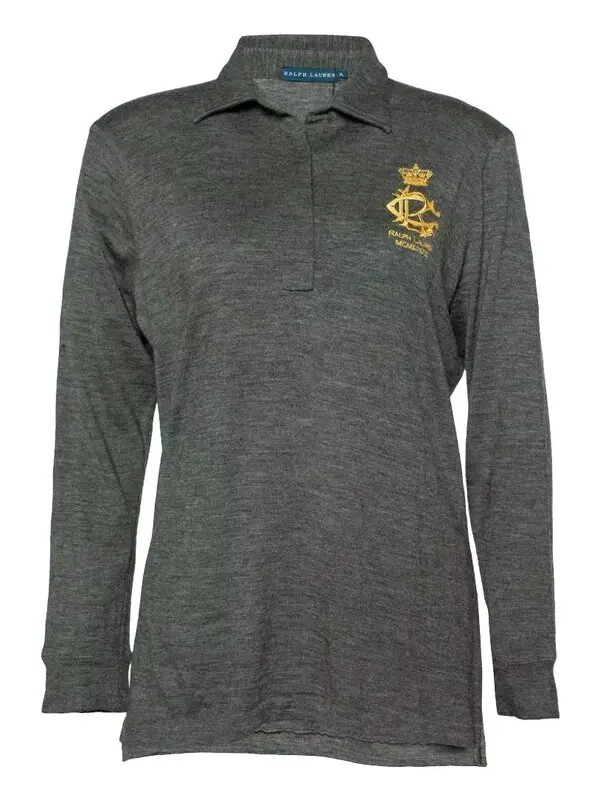 Polo Ralph Lauren Dark Wool & Cashmere Long Sleeve Polo T-shirt - Grey
