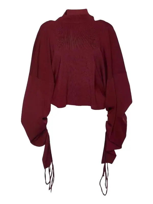 Solace London Samara Ruched Sleeve Sweater - Red