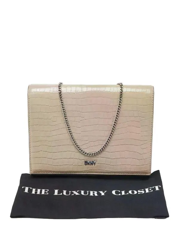 Dkny Croc-embossed Chain Shoulder Bag - Neutrals