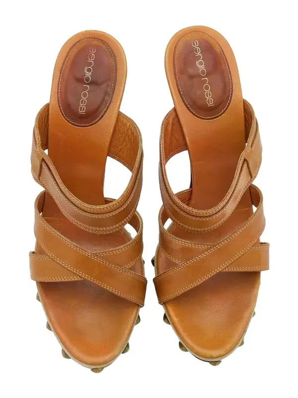 SERGIO ROSSI Strappy Embellished Platform Sandals - Neutrals