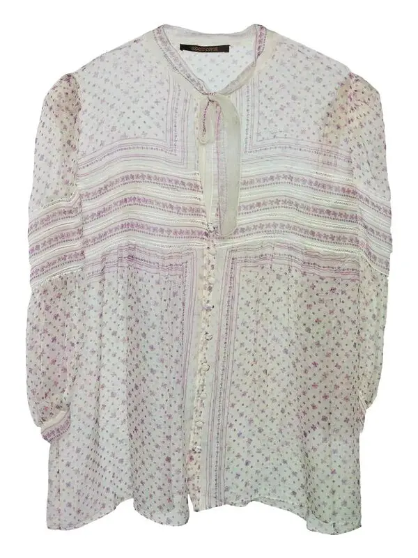 Roberto Cavalli Silk Floral Print Shirt - White