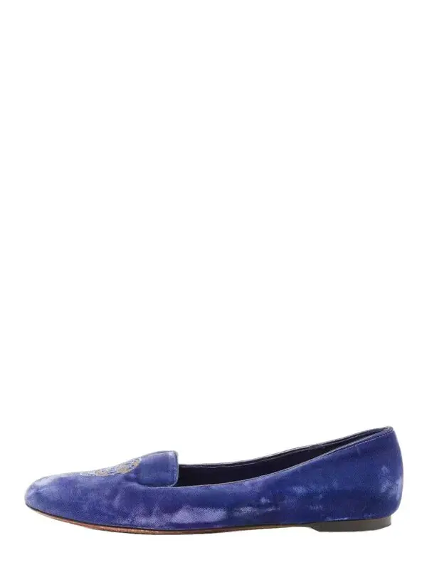 Alexander McQueen Velvet Skull Slippers - Blue