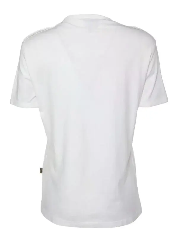 Just Cavalli Cotton T-shirt With Button Placket And Flap Pockets - White