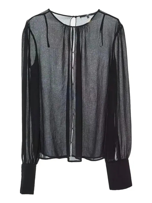 Elisabetta Franchi Long Sleeve Blouse With Slit Detail - Black