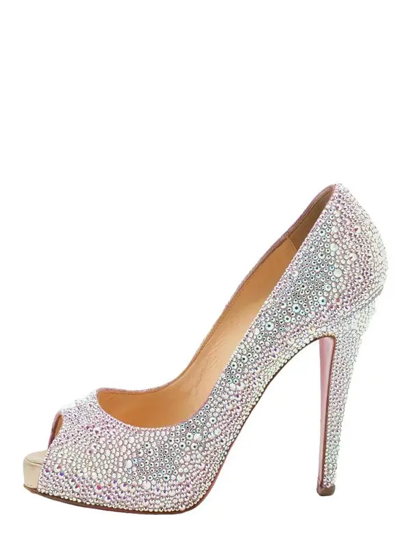 CHRISTIAN LOUBOUTIN Crystal Embellished Open-toe Pumps - Pink