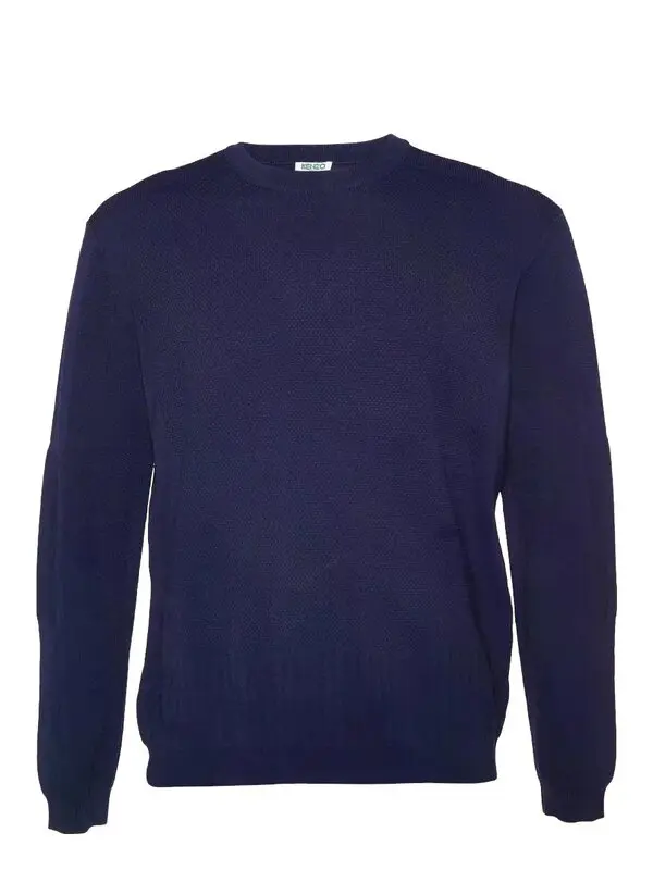 Kenzo Textured Knit Crew Neck Sweater - Blue