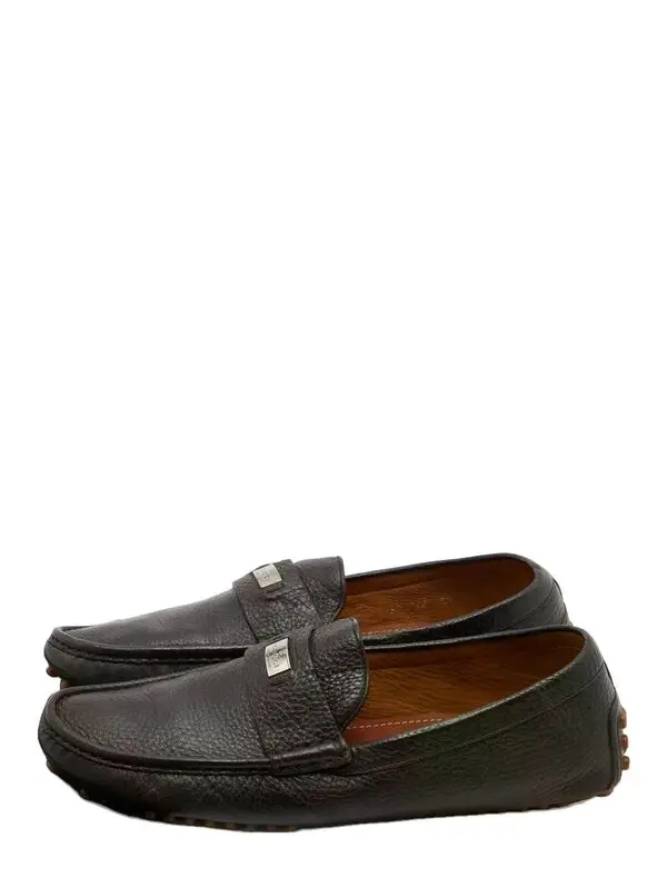 Gucci Logo-plaque Leather Loafers - Brown