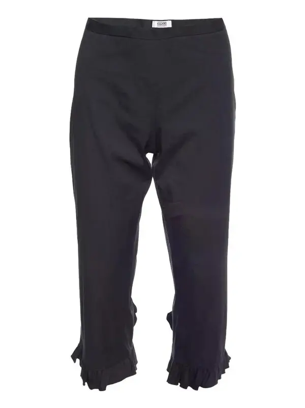 Moschino Cropped Trousers With Ruffle Trim - Black