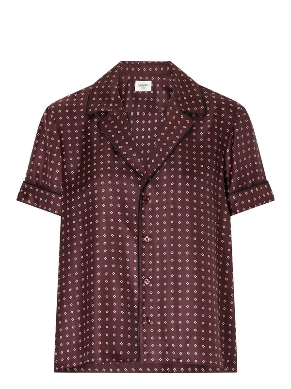 Saint Laurent Printed Silk-twill Shirt - Burgundy