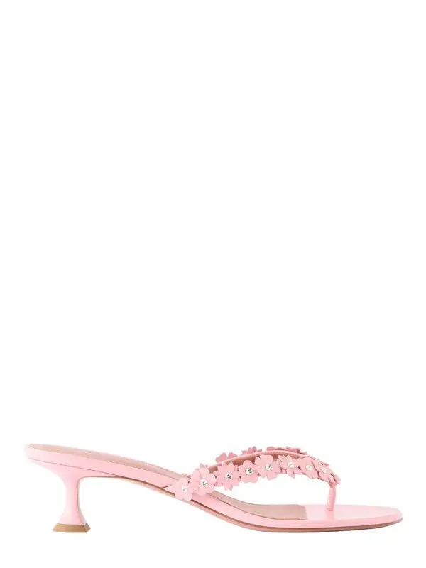 Amina Muaddi Janis 45 Embellished Leather Thong Sandals - Pink