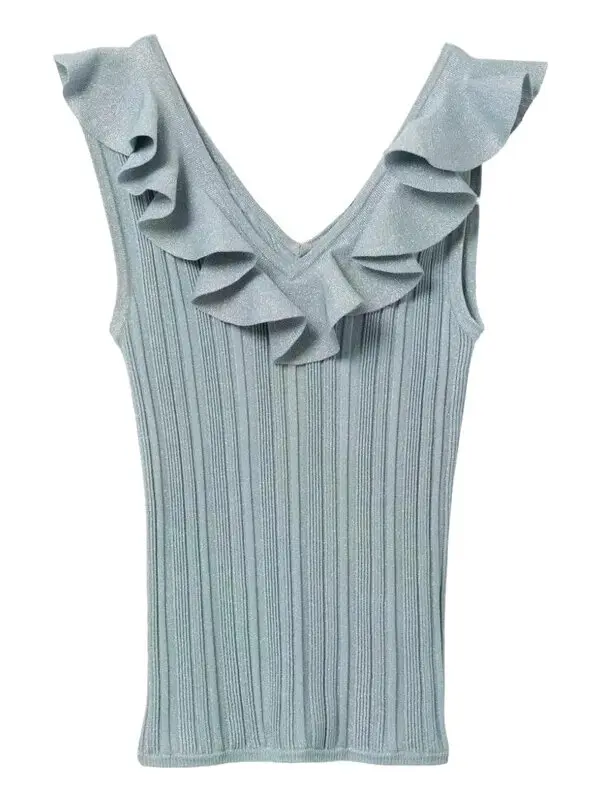 Zimmermann Ribbed Knit V-neck Top - Blue