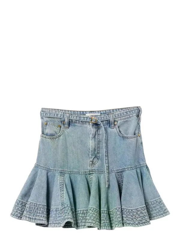 Zimmermann Ruffled Denim Skirt - Blue