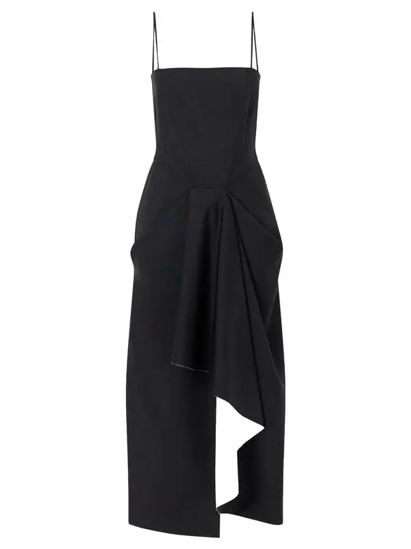 Givenchy Asymmetric Wool And Mohair-blend Midi Wrap Dress - Black