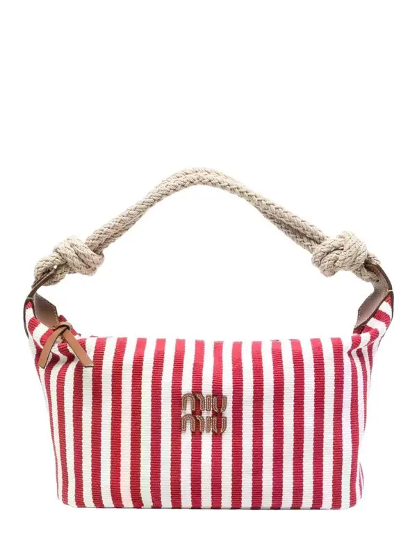 Miu Miu Striped Rope-handle Tote Bag - Red