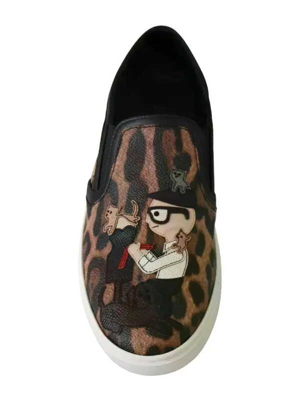 Dolce & Gabbana Leopard Print Slip-on Sneakers - Brown