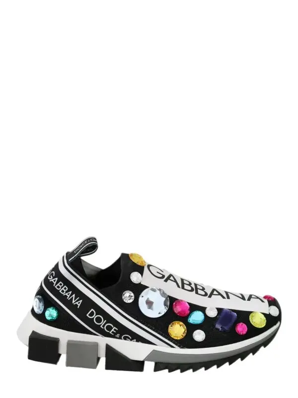 Dolce & Gabbana Crystal Embellished Slip-on Sneakers - Black