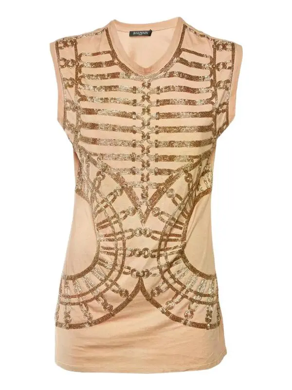 Balmain Embellished Sleeveless Top - Neutrals