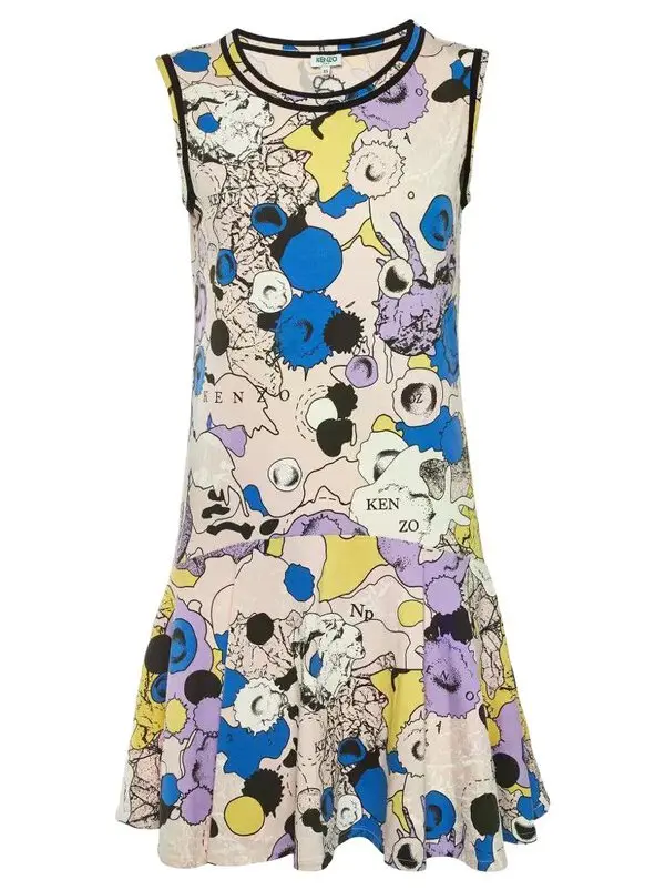 Kenzo Sleeveless Abstract Print Midi Dress - Neutrals